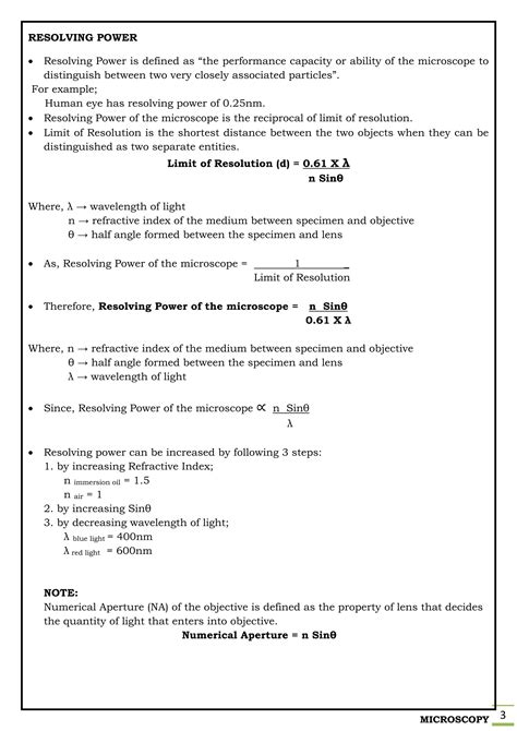 Microscopy Magnification Resolving Power Principles Types And Applications PDF