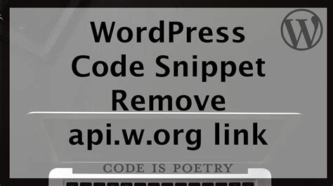 Wordpress Code Snippets Link Youtube
