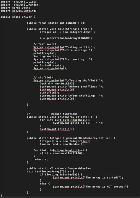 Solved Java Add The Following Method To The Sorting Class