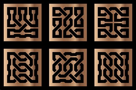 장식 기하학적 켈트 매듭 패턴으로 설정된 컷아웃 실루엣 패널 인쇄 레이저 절단 스텐실 인그레이빙을 위한 템플릿 벡터 그림입니다 0명에 대한 스톡 벡터 아트 및 기타 이미지
