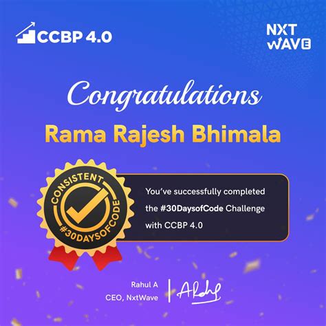 Rama Rajesh Bhimala On Linkedin Nxtwave 30daysofcodechallenge Rahulattulurisir Html Css