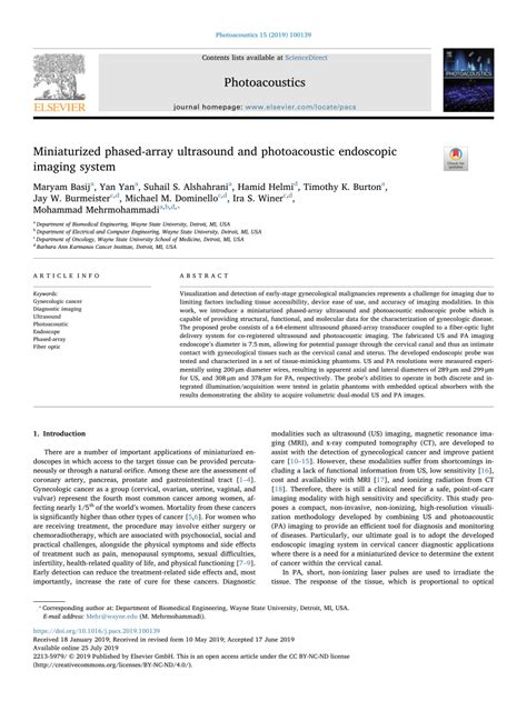 Pdf Miniaturized Phased Array Ultrasound And Photoacoustic Endoscopic