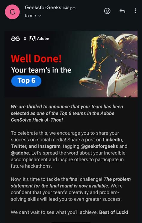 We Move To The Final Round Of The Adobe X Geeksforgeeks Gensolve