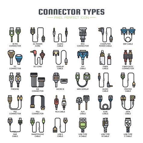 Connector Types Thin Line Icons 685269 Vector Art At Vecteezy