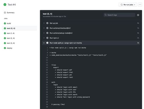 github actions parallel test automation jobs testmo