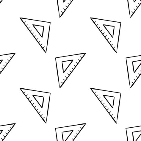 Premium Vector Triangle Ruler Hand Drawn Sketch Seamless Pattern