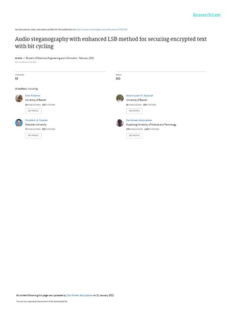 Audio Steganography With Enhanced Lsb Method For Securing Encrypted Text With Bit Cycling Pdf