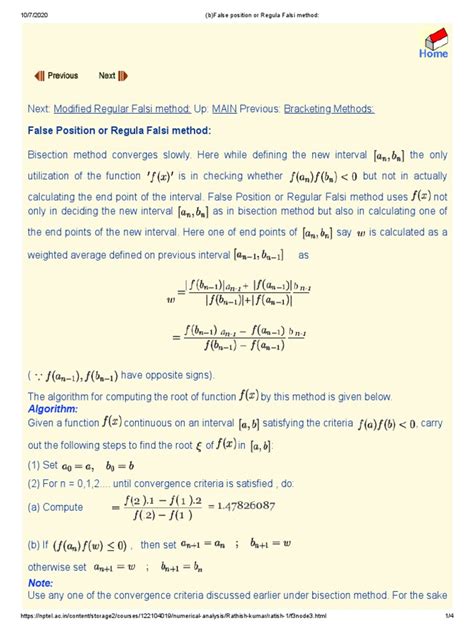 Regula Falsi Or False Position Method A Root Finding Technique Using