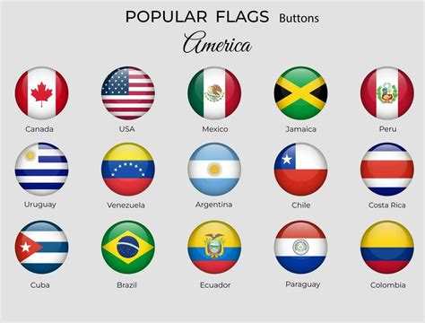 Buttons Flags Of American Countries America Flag Icon Set 3d Round Design Official Coloring