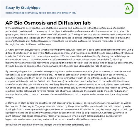 AP Bio Osmosis And Diffusion Lab Essay Example StudyHippo