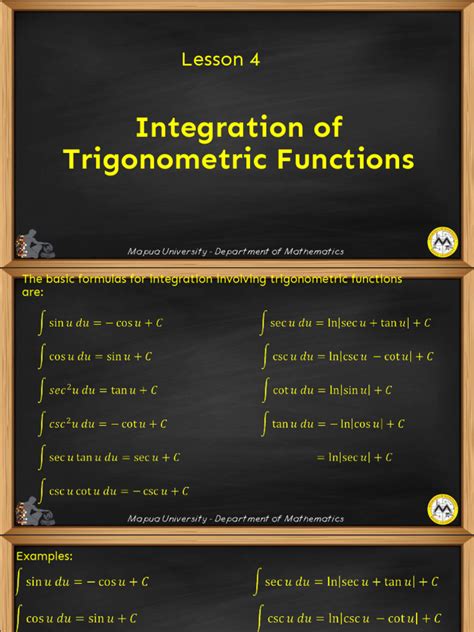 Lesson 4 Integration Of Trigonometric Functions Pdf