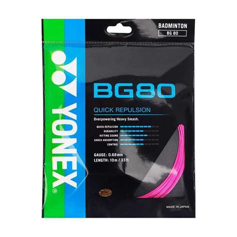 Yonex Badminton Racquet String Bg80 10m High Repulsion White