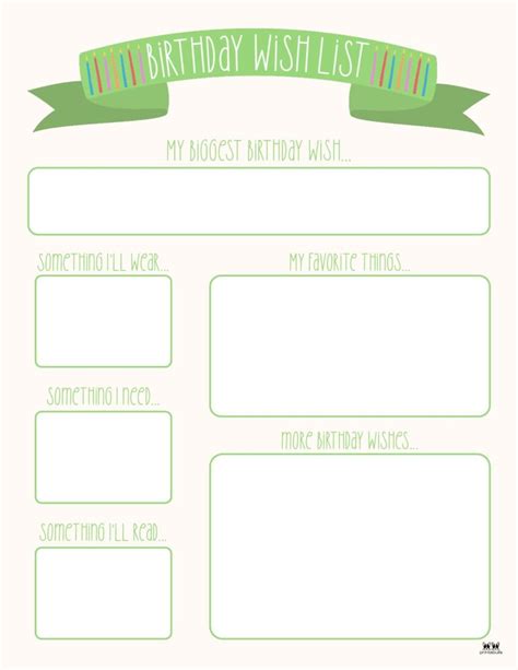 Birthday Wish List Templates 12 Free Lists Printabulls