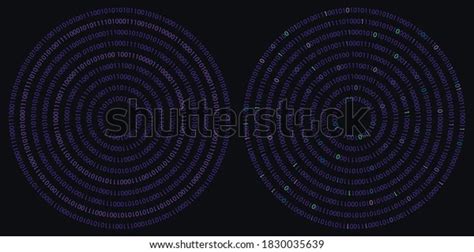Vector Illustration Binary Code Concentric Circles Stock Vector