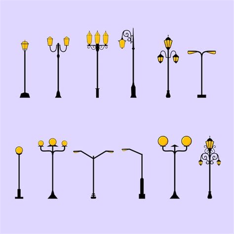 Premium Vector Aesthetic Street Lamp Collection Vector Illustration