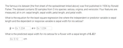 Solved The Famous Iris Dataset The First Sheet Of The Chegg
