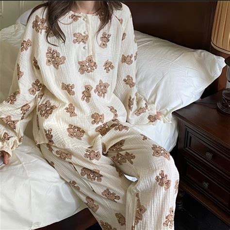 곰돌이잠옷 상하세트 홈웨어 파자마파티 여성 중학생 우정 커플 시밀러룩 순면 곰 캐릭터