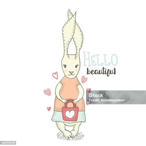 귀여운 작은 토끼 소녀 가방 손으로 스케치 된 만화 토끼 아기를 위한 큰 T셔츠 인쇄 아이 웨어 베이비 샤워 패션 인쇄 디자인 포스터 카드 벡터 일러스트 레이 션 T 셔츠에