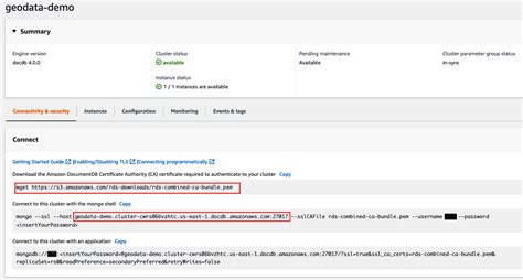 build a geo location application using amazon documentdb with mongodb compatibility aws