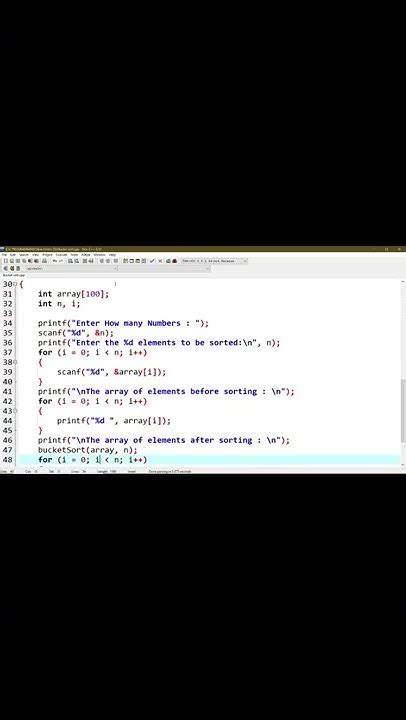 Bucket Sort Program In C Shorts Youtube