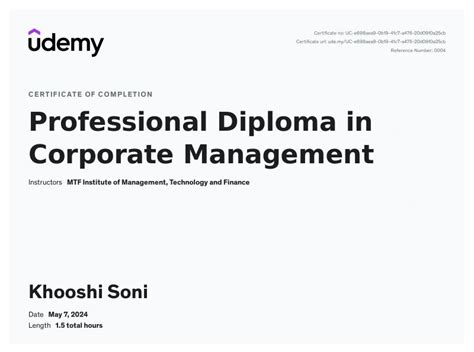 Completed Corporate Management Course On Udemy Khooshi Soni Posted On