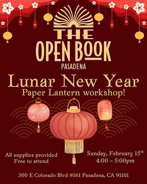 Lunar New Year Paper Lantern Workshop At The Open Book Pasadena At 300