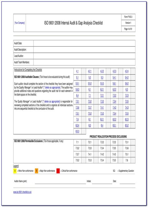 Iso Gap Analysis Checklist Xls Prosecution