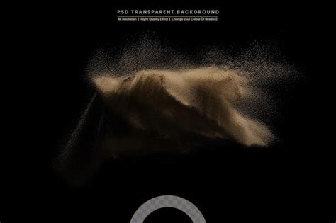 Premium Psd Sand Explosion On Black Background Throwing Freeze Stop Motion Object Design