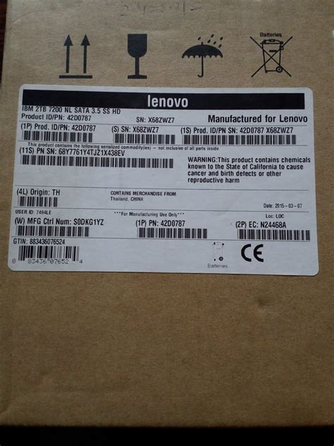 IBM Part No 42D0787 2TB SATA 7 2k 3 5 6Gbps Server Hard Disk Drive X3650 M4 X3550 M4 Server