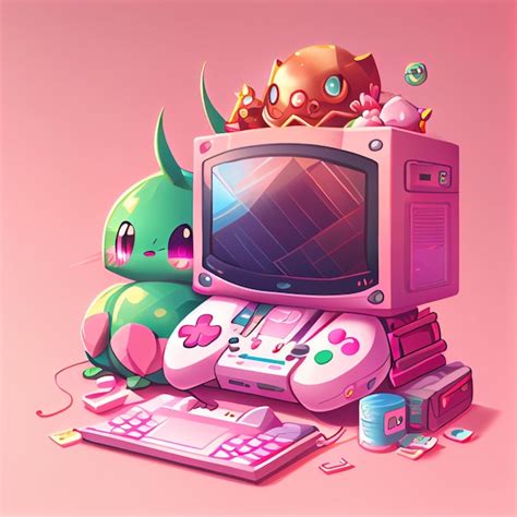 premium photo kawaii gamer set videoconsole gaming pc computer game