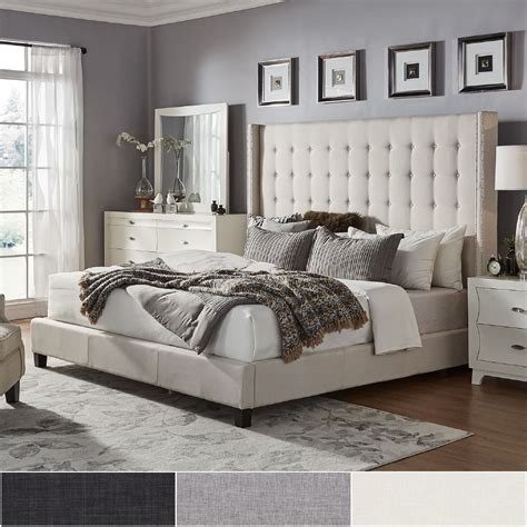Marion Nailhead Wingback Tufted Tall Headboard Platform Bed By Inspire