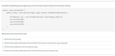 Solved Consider The Following Java Program Assume All