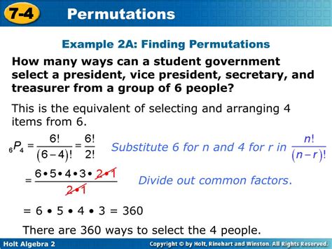 Ppt A Permutation Is A Selection Of A Group Of Objects In Which Order