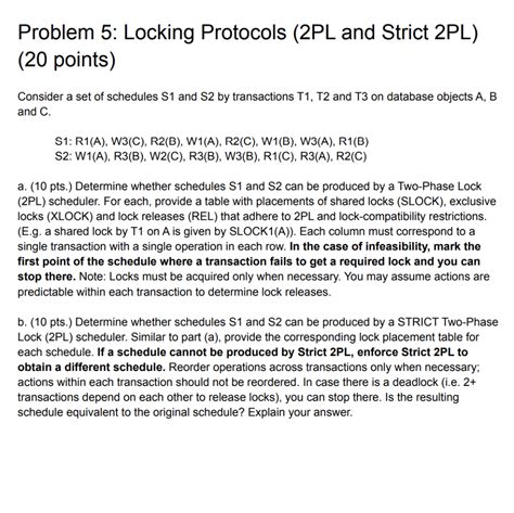 Solved Problem 5 Locking Protocols 2pl And Strict 2pl 20 Solved Problem 5 Locking Protocols 2pl And Strict 2pl 20