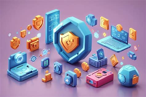 Premium Ai Image 3d Icon Cyber Security Collection Paper Icons Set