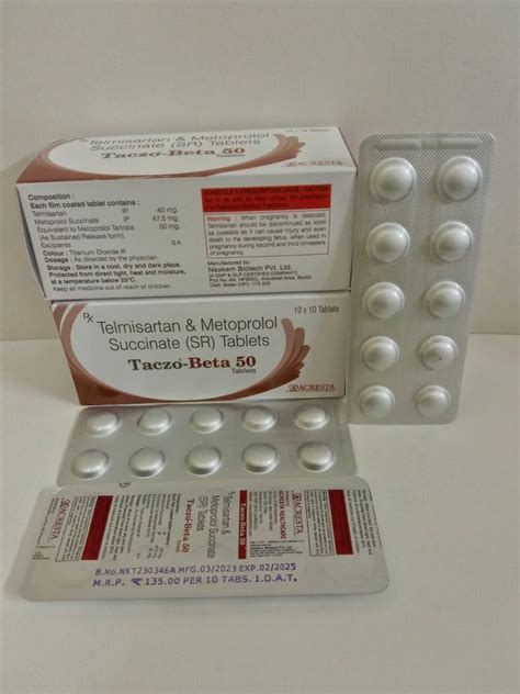 Telmisartan And Metoprolol Succinate Sr Tablets 50 Mg At ₹ 135 Stripe In Panchkula