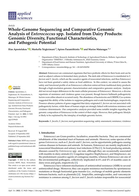 Pdf Whole Genome Sequencing And Comparative Genomic Analysis Of Enterococcus Spp Isolated