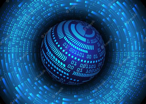 Premium Vector A Blue And White Sphere With Binary Numbers On It