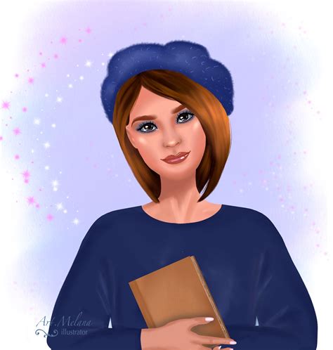 Иллюстрация Девушка с книгой в стиле книжная графика