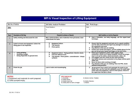 jsa of mpi inspection pdf personal protective equipment safety