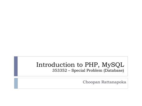 Ppt Introduction To Php Mysql 353352 Special Problem Database