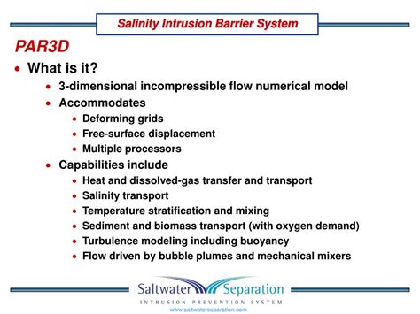 Ppt Numerical Modeling Of A Salinity Intrusion Barrier Saltwater