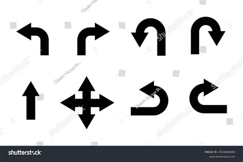 U Turn Arrow Symbol Icon Set Stock Vector Royalty Free 2516484959