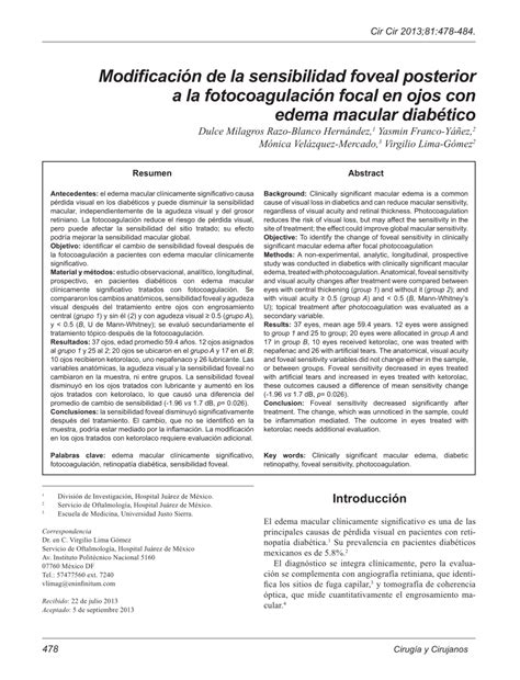 Pdf Foveal Sensitivity After Focal Photocoagulation In Eyes With