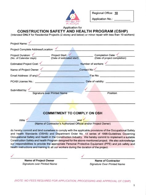 Cshp Simplified Form Pdf Occupational Safety And Health