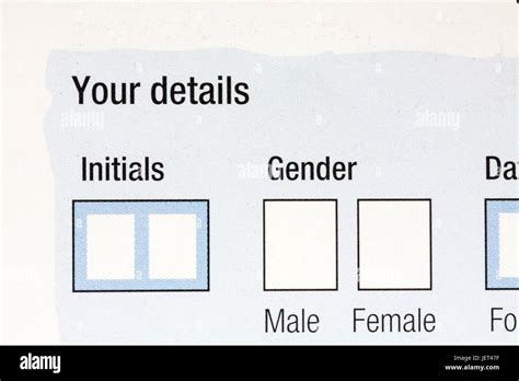 Boxes On Form To Complete For Initials And Gender With Options Of Male