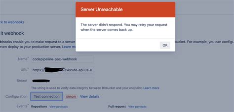 BitBucket Server Unreachable While Connecting Issue 10 Aws Samples