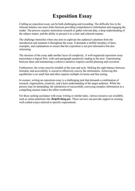 Exposition Essay Exposition Example Paragraph 6 Ways To Write An Effective Exposition Pdf