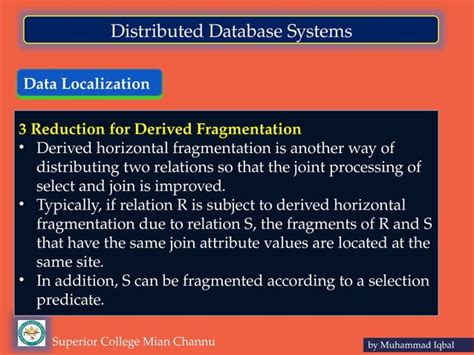 Distributed Database Systems Data Localizationpptx Free Download