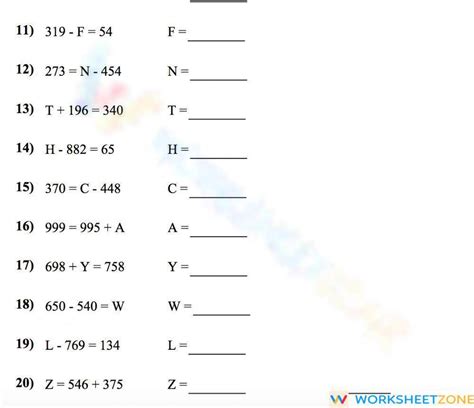 Math Add Subtract 10 Worksheet